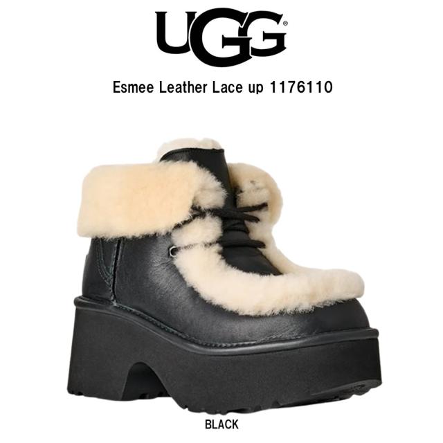 UGG(アグ)レディース エスミー レザー レースアップ ブーツ ブーティ シューズ 厚底 ヒール シープスキン ふわふわ W Esmee Leather Lace up 1176110