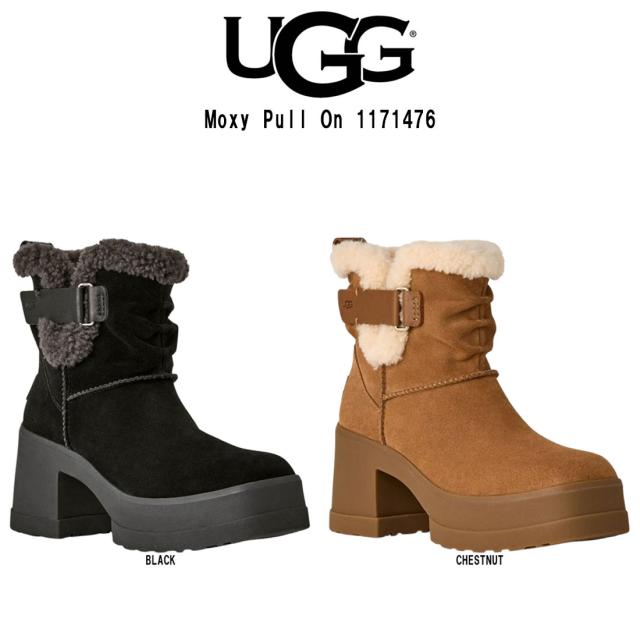 UGG(アグ)レディース モクシー プルオン ブーツ スエード カーリーシープスキン ベルト ヒール 厚底 靴 W Moxy Pull On 1171476