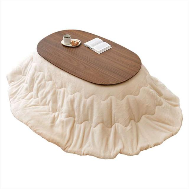 北海道・沖縄・離島配送不可 代引不可 こたつ＋うす掛け布団 2点セット ブラウン/アイボリー HAGIHARA AURORA100BR+merengeKF2117-IV