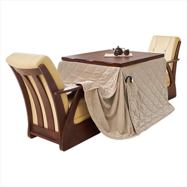 北海道・沖縄・離島配送不可 代引不可 ダイニングコタツ４点セット グレージュ HAGIHARA YAMA90+POKAFH90GG+KOC-7058RB