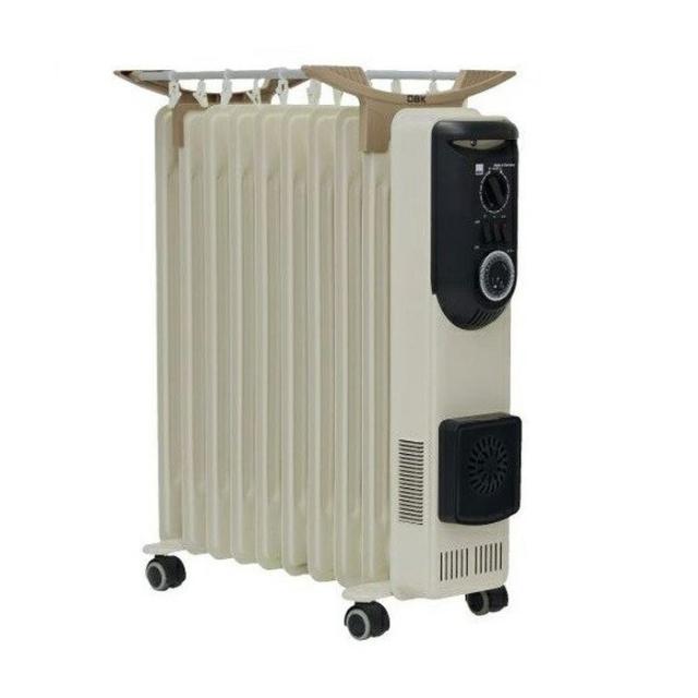 北海道・沖縄・離島配送不可 代引不可 オイルヒーター 1300W 4〜9畳用 750Wセラミックファンヒーター搭載 ハンガー付 ハイブリッドオイルヒーター アーモンド DBK HEZC13/10JCH