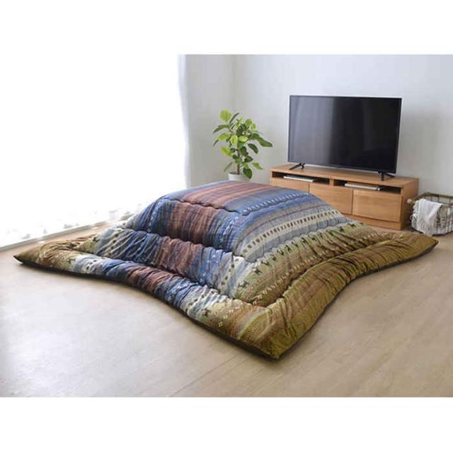 代引不可 こたつ布団 コタツ布団 厚掛け 掛け布団 単品 長方形 約205×285cm 80〜90×135〜150cmのこたつ台に適応 ギャッベ柄 ラディ IKEHIKO 5193659