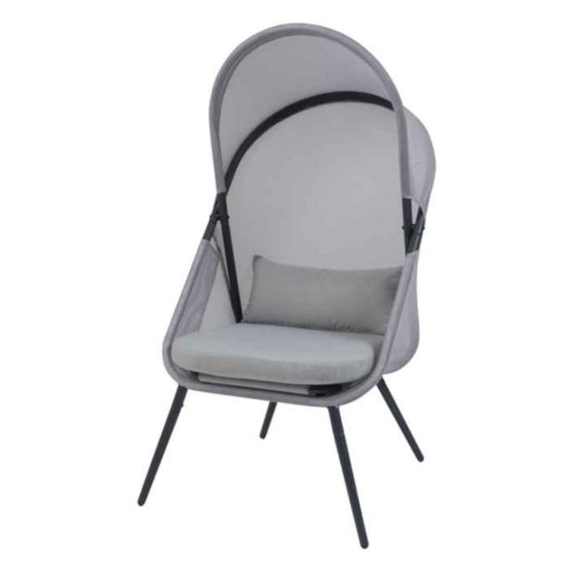 北海道・沖縄・離島配送不可 代引不可 ルーフフォールディングチェア ガーデンチェア アウトドアチェア 椅子 折りたたみ ルーフ付き 日除け 日よけ キャンプ リゾート おしゃれ 大きめ 大きい ゆったり メッシュ グレー 東谷 RKC-539LGY