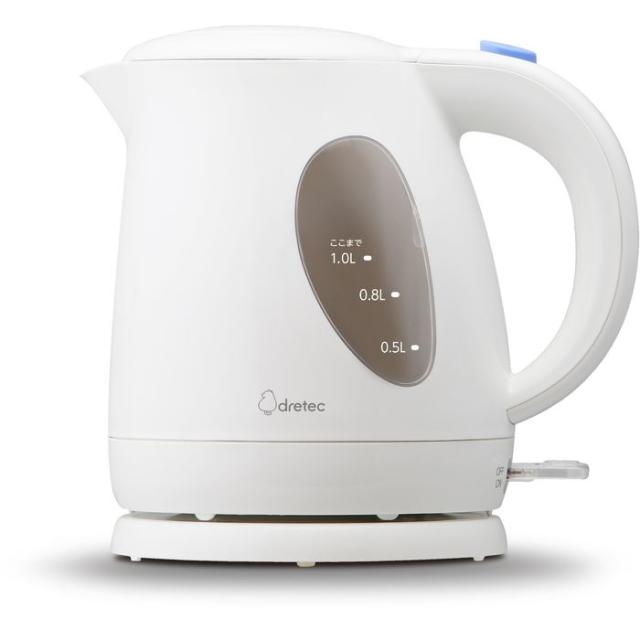 電気ケトル 1.0L ON/OFFのみの簡単操作 チェロ ホワイト dretec ドリテック PO-152WTの通販はau PAY マーケット - やるCAN | au PAY マーケット－通販サイト