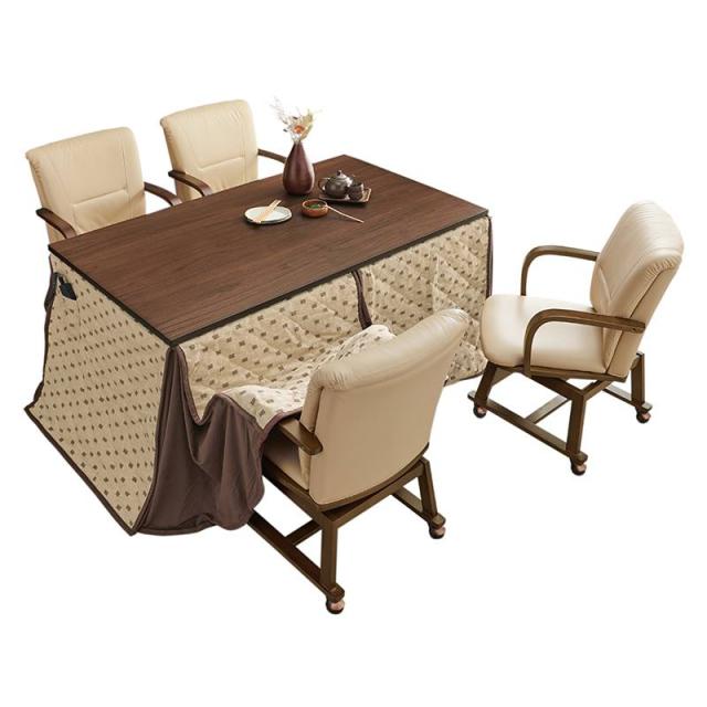 沖縄・離島配送不可 代引不可 ダイニングこたつ 6点セット シェルタK150-H6S 布団 チェア 一式 テーブル幅150 ブラウン HAGIHARA SCELTAK150H6Sの通販はau ...