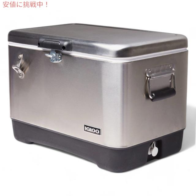 Igloo イグルー クーラーボックス　ステンレススチール クーラー 51リットル クーラーボックス　キャンプ用品 54Qt Steel Belted Legacy Stainless Steel Cooler
