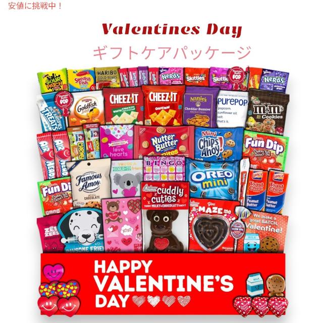 バレンタインデー ギフトパッケージ  お菓子 チョコレート 詰め合わせ バラエティセット プレゼント 50個 Valentine’s Day Gift Care Package 50ct