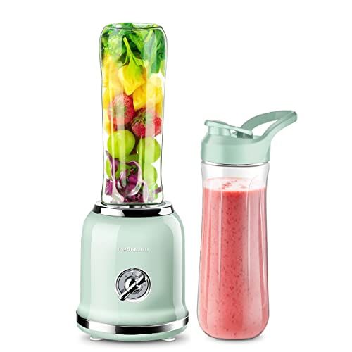 REDMOND パーソナルブレンダー、ポータブルボトル2個、速度制御とパルス機能6個、ステンレス鋼ブレード6個、BPAフリー（緑）