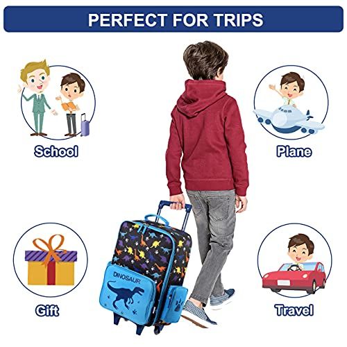 VASCHY 子供用ローリングトラベルキャリーオンスーツケースホイール