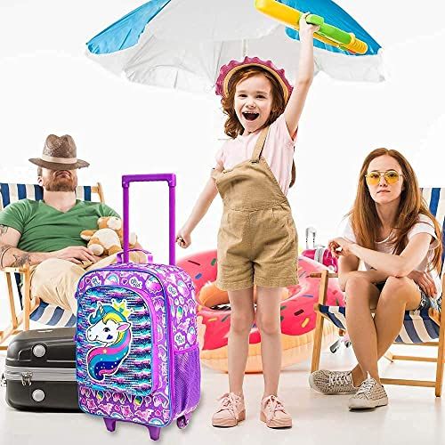 WZLVO 女の子用子供用旅行鞄、かわいいユニコーンローリングホイール