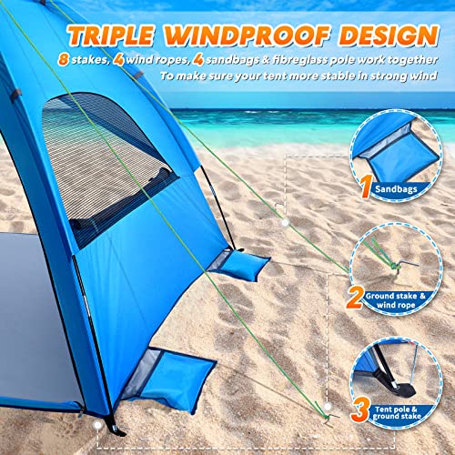 FEFLO ビーチテントサンシェードシェルター：3 - 4人用（ダブルドア