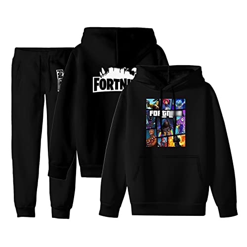 2ピース ゲーム フリース パーカー スウェットパンツ スーツ スウェットシャツ セット サイズ : Large