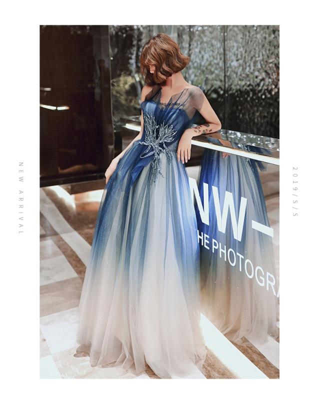 新作 ロングドレス パーティードレス ワンピ ナイトドレス ビスチェ 青