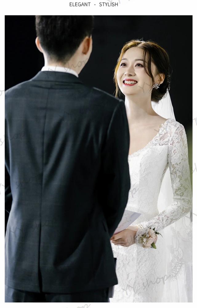 高級レース マーメイドライン ウェディングドレス トレーン ロング