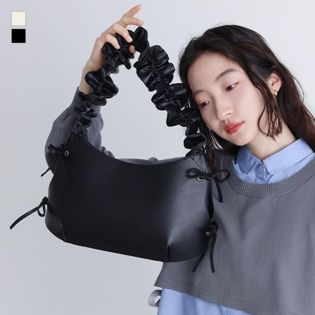 【送料無料】『Casseliniサイドリボンデザインバッグ』【メール便不可】【80】[バッグ レディース ファッション雑貨 小物 鞄 かばん トート ハンドバッグ 肩掛け ショルダー リボン ギャザー フェイクレザー 春 夏 秋 冬]