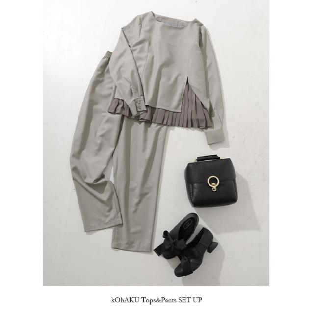 送料無料】『kOhAKUシフォンプリーツ切替セットアップ』 【メール便