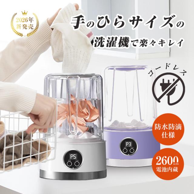 ミニ洗濯機 ワイヤレス USB充電式 下着専用 旅行用 除菌 静音 軽量 洗浄力 汚れ 防水 賃貸 車中泊 下着 靴下 便利な生活家電 Type-C充電 バッテリー内蔵 高速回転モーター 雑菌防止 節水 贈り物 安心 家事負担軽減 一人暮らし 90日安心保証付き【PL保険加入済み製品・安心】