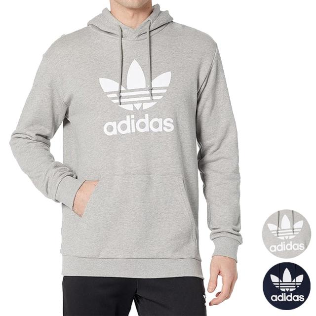 アディダス パーカー メンズ アディカラー クラシックス トレフォイル フーディ 大きいサイズ グレー ネイビー スウェット トレーナー おしゃれ ブランド ロゴ 定番 コットン パイル プルオーバー フード 海外 adidas Men's Adicolor Classics Trefoil Hoodie 送料無料