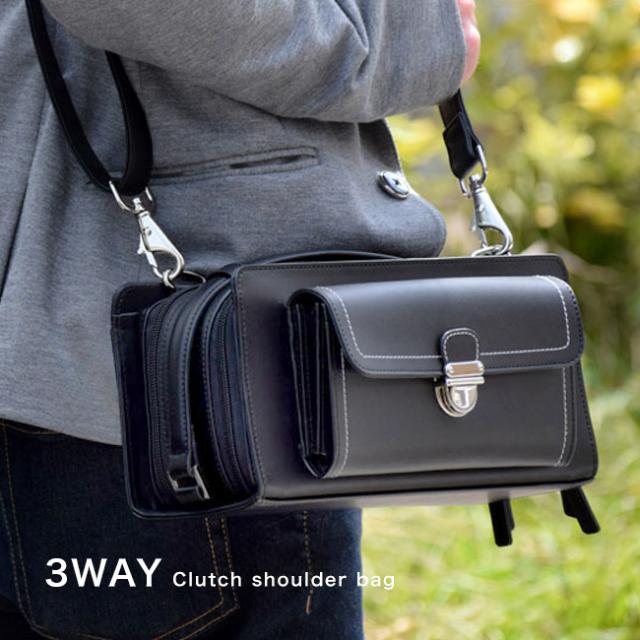 MARCO Limited マルコリミテッド 本牛革クラッチショルダーバッグ(クラッチバッグ ショルダーバッグ ハンドバッグ 3WAY メンズ レディース お財布バッグ お財布バッグショルダー レザー 本革 黒 おしゃれ)