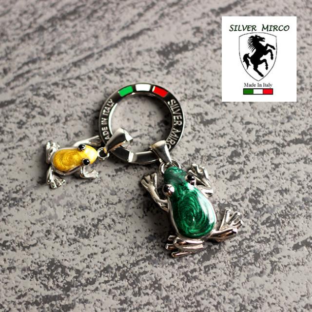 SILVER MIRCO シルバーミルコ イタリア製 チャームキーリング 親子がえる SM0004(幸運 健康運 財運 金運 風水 縁起 アクセサリー かえる カエル モチーフ チャーム キーリング) 即納