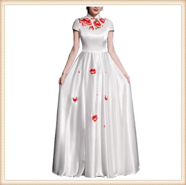 ワンピース ドレス パーティードレス チャイナドレス 可愛い エレガント マキシ ロング 結婚式 二次会 イブニングドレス お呼ばれ 披露宴 結婚式 発表会