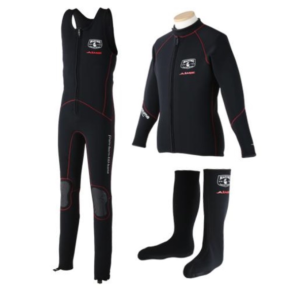 オレンジブルー　ＭＺＷＳ−３２０　ＭＺ×ＡＩＭＳ　ウェットスーツ　３点セット　ブラック　Ｌ