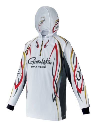 がまかつ ウェア GM3736 2WAYプリントジップシャツフーディ ホワイト 3L