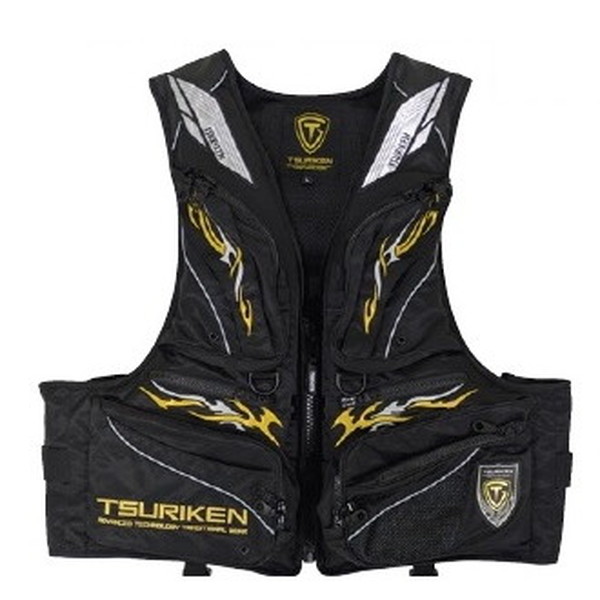 釣研 ライフジャケット フローティングベストTV251 ブラック/シルバー L