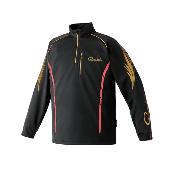 がまかつ ウェア GM3766 2WAYウォームジップシャツ ブラック×レッド 3L