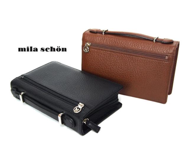 ミラショーン mila schon イカ手ハンドル ボックス型 セカンドバッグ25cm 1ルーム Nero ネロ 197206(北海道沖縄/離島別途送料) 正規取扱店