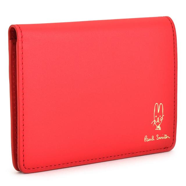 ポールスミス 名刺入れ カードケース 小銭入れ 赤(レッド) Paul Smith bpw074-20 レディース 婦人 ギフト 定番 彼氏 彼女 プレゼント