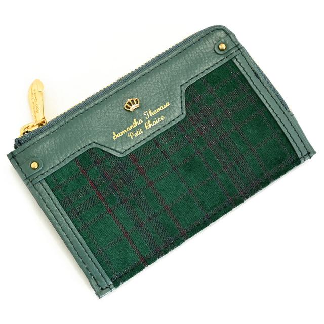 サマンサタバサ 財布 小銭入れ ケース パスケース カードケース L字ファスナー ダークグリーン SamanthaThavasaPetitChoice 65582-72 レディース 婦人 ギフト 定番 彼氏 彼女 プレゼント