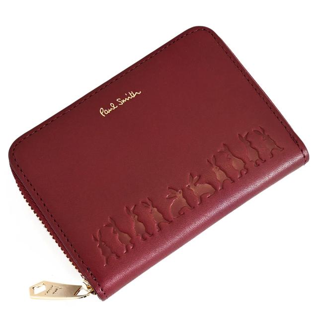 ポールスミス 財布 小銭入れ ケース パスケース ラウンドファスナー ワイン Paul Smith pwd872-80 レディース 婦人 ギフト 定番 彼氏 彼女 プレゼント