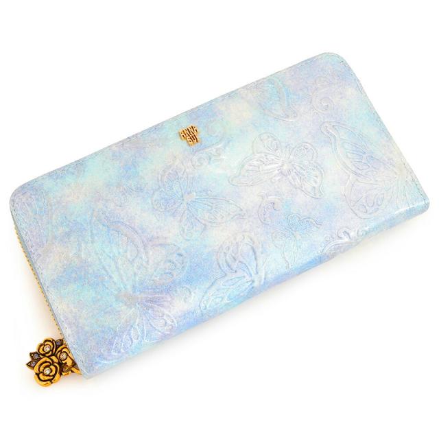 アナスイ 財布 長財布 ラウンドファスナー ライトブルー ANNA SUI 316891-82 k レディース 婦人 ギフト 定番 彼氏 彼女 プレゼント