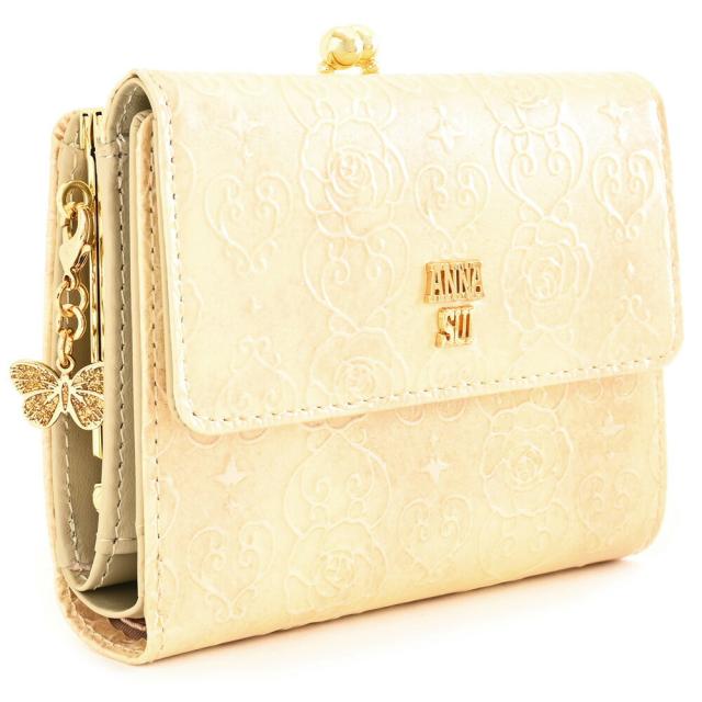 アナスイ 財布 二つ折り財布 がま口財布 ベージュ ANNA SUI 316916-40（317985）k レディース 婦人 ギフト 定番 彼氏 彼女 プレゼント
