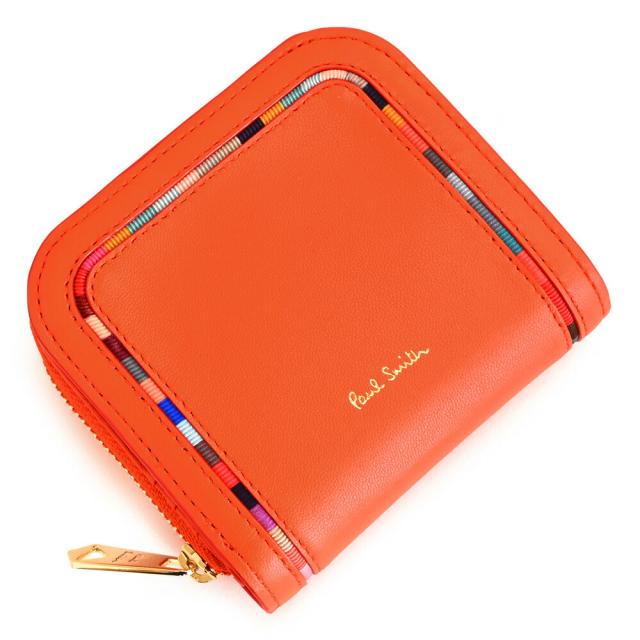 ポールスミス 財布 二つ折り財布 ラウンドファスナー ポップレッド(オレンジっぽいお色です) Paul Smith bpw285-20 レディース 婦人 ギフト 定番 彼氏 彼女 プレゼント