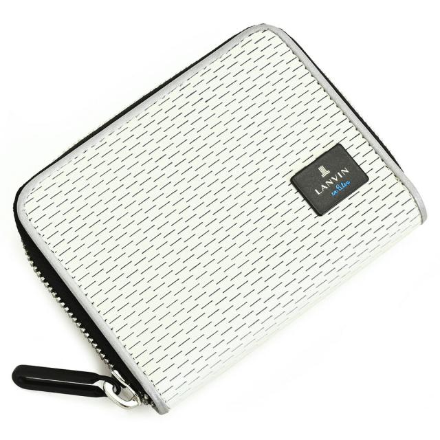 ランバンオンブルー 財布 小銭入れ ケース パスケース ラウンドファスナー BOX型 白(ホワイト) LANVIN en Bleu 593601 メンズ 紳士 ギフト 定番 彼氏 彼女 プレゼント