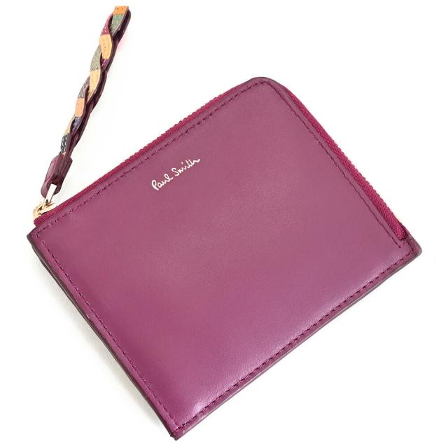 ポールスミス 財布 小銭入れ ケース 薄型 L字ファスナー ラズベリー Paul Smith bpw372-23 レディース 婦人 ギフト 定番 彼氏 彼女 プレゼント