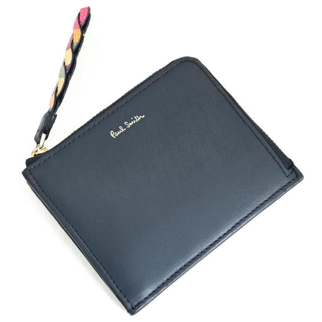 ポールスミス 財布 小銭入れ ケース 薄型 L字ファスナー 紺(ネイビー) Paul Smith bpw372-31 レディース 婦人 ギフト 定番 彼氏 彼女 プレゼント