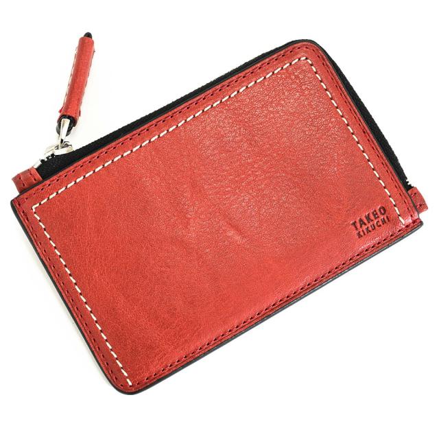 タケオキクチ 財布 小銭入れ ケース L字ファスナー フラグメントケース 赤(レッド) TAKEO KIKUCHI 785601 メンズ 紳士 ギフト 定番 彼氏 彼女 プレゼント