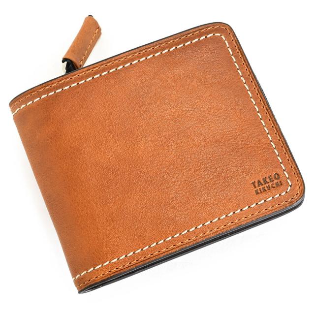 タケオキクチ 財布 二つ折り財布 L字ファスナー 横型 キャメル TAKEO KIKUCHI 785604 メンズ 紳士 ギフト 定番 彼氏 彼女 プレゼント