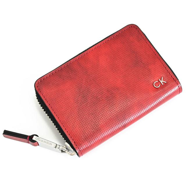 カルバンクライン 財布 小銭入れ ケース ラウンドファスナー パスケース 赤(レッド) CK   818621 メンズ 紳士 ギフト 定番 彼氏 彼女 プレゼント