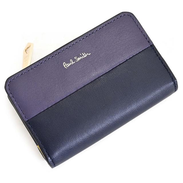 ポールスミス 財布 小銭入れ ケース キーケース L字ファスナー 紺(ネイビー) Paul Smith bpw161-31 レディース 婦人 ギフト 定番 彼氏 彼女 プレゼント