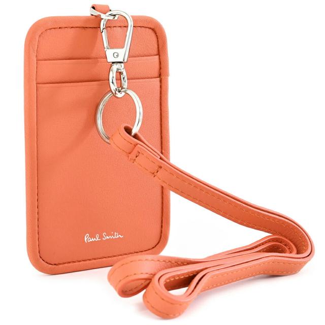 ポールスミス カードケース ネックストラップ付き オレンジ Paul Smith bpw610-42 レディース 婦人 ギフト 定番 彼氏 彼女 プレゼント