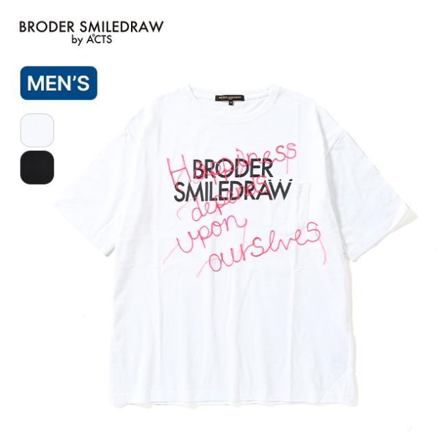 BRODER SMILEDRAW ブロダースマイルドロウ ロゴx刺繍Tシャツ