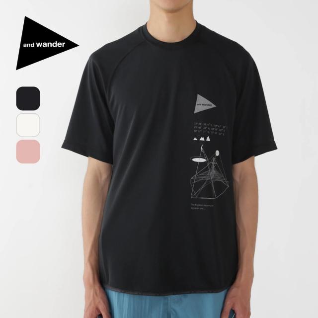 and wander アンドワンダー ドライジャージーSSプリントT
