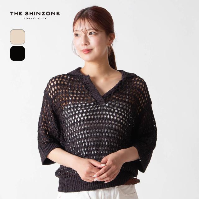 THE SHINZONE ザ シンゾーン オープンワークポロニット