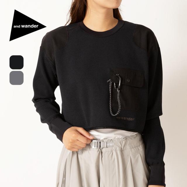 and wander アンドワンダー PEワッフルショートレングスT【ウィメンズ】 5745984106
