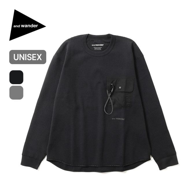 and wander アンドワンダー PEワッフルロングスリーブT 5745984084