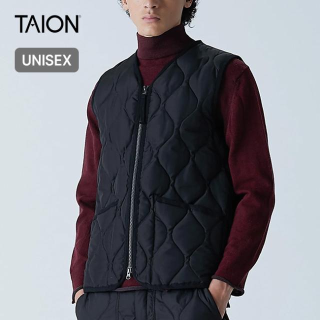 TAION タイオン ミリタリーVネックジップダウンベスト ユニセックス TAION-001ZML-1